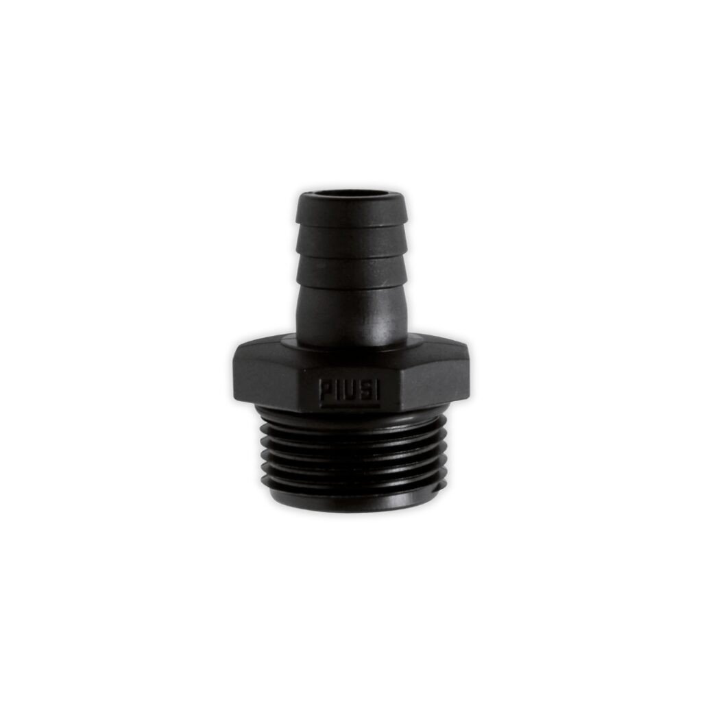 Plastic Hose Tail With 1" or 3/4" Ribbed Tail & BSP Male Thread