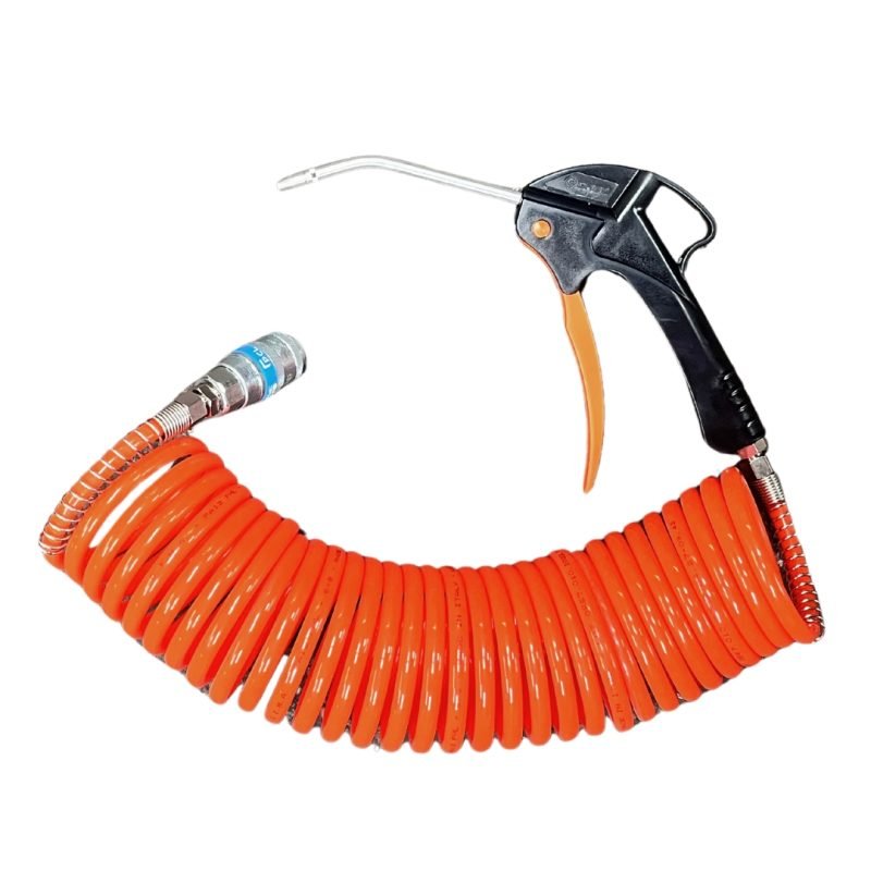 Air Blow Gun Kit |Air Gun, Coiled Hose & Quick Release Air fitting