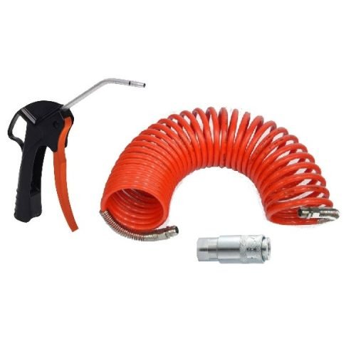 Air Blow Gun Kit |Air Gun, Coiled Hose & Quick Release Air fitting