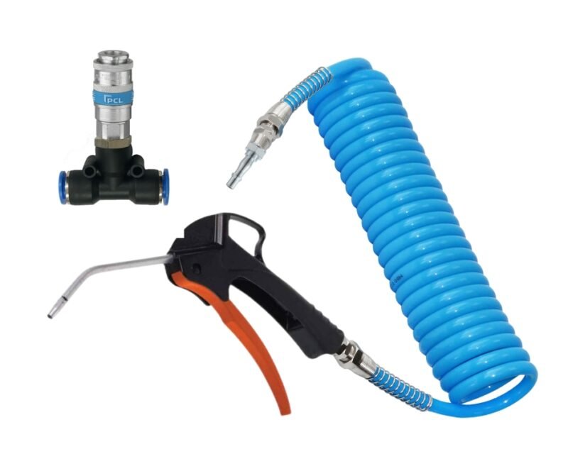 Cab Air Blow Gun Kit | Coiled Hose & Quick Release Air fitting