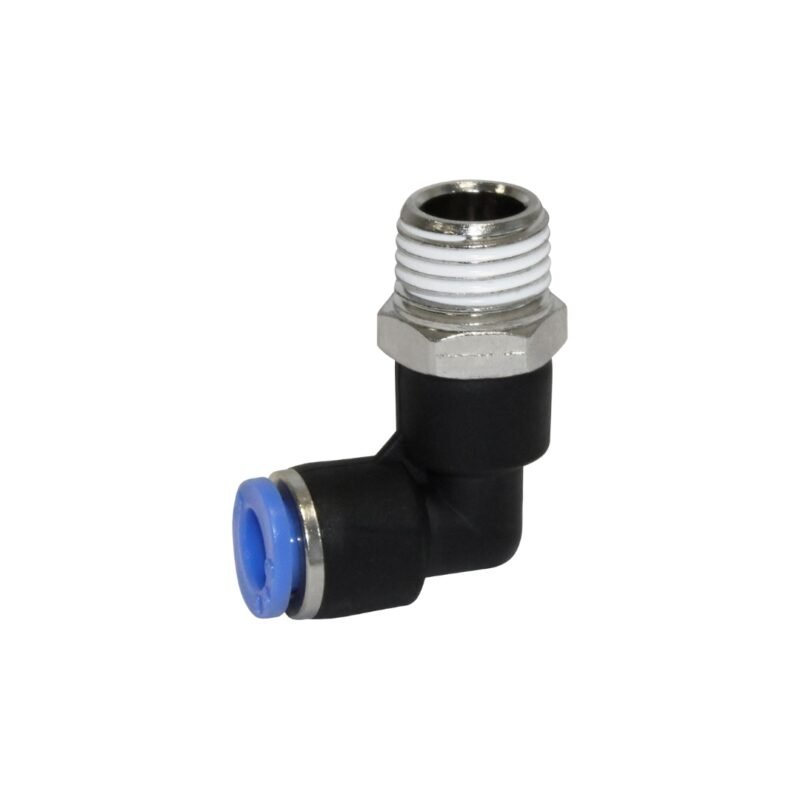 Push Fit 90 Bend for 6 MM Air Tubing with BSPT 1/4" Thread